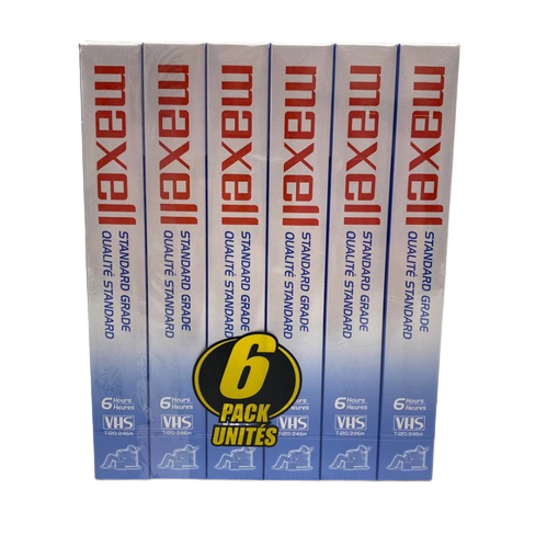 Maxwell Standard Grade T-120 6-Hour Blank VHS Videocassette 6-Pack ...